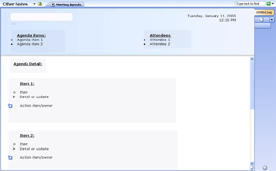 Electronic Meeting Agenda Template Microsoft OneNote Template MS 